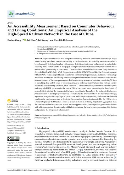 Pdf An Accessibility Measurement Based On Commuter Behaviour And Living Conditions An