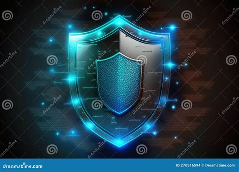 Cybersecurity Shield Digital Shield On Technology Network Data Protection Stock Illustration