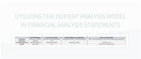 enhancing financial analysis statements with the dupont model excel