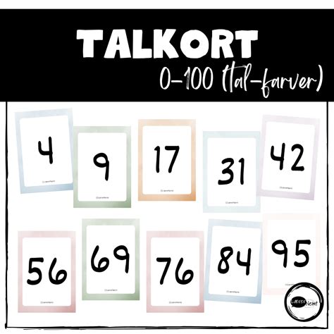 Talkort 0 100 Tal Farve
