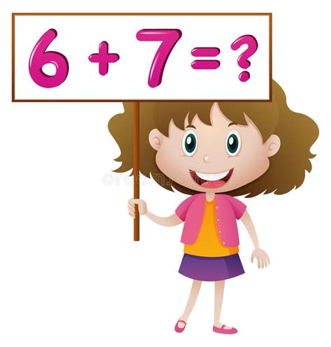 Girl Holding Board With Math Problem Stock Illustration Illustration