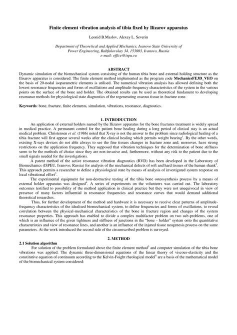 Pdf Finite Element Vibration Analysis Of Tibia Fixed By Ilizarov
