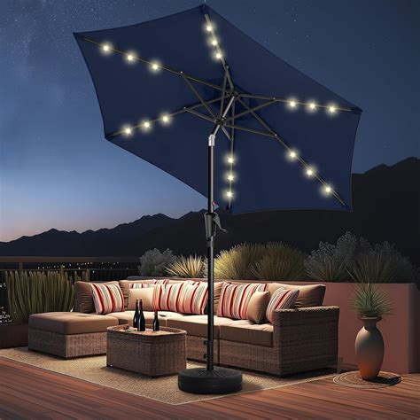 Homshade 7 5ft Solar Patio Umbrella Solar Lights Led