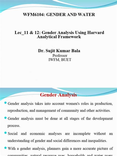Lec 11 And12 Gender Analysis Tools Pdf Gender Analysis Gender