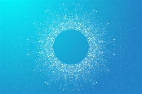 원형 양자 컴퓨터 기술 개념 구 폭발 배경입니다 딥 러닝 인공 지능 빅 데이터 알고리즘 시각화 파도가 흐르고 있습니다 양자 폭발 벡터 그림 기하 도형에 대한 스톡 벡터 아트