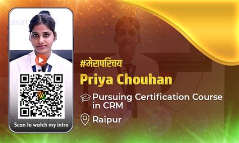 Video Introduction Of Priya Chouhan Certification Course In Crm From Skill And Entrepreneurship