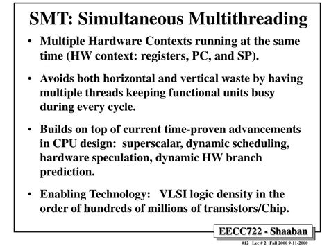 Ppt Simultaneous Multithreading Smt Powerpoint Presentation Free