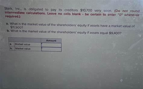 Solved Stark Inc Is Obligated To Pay Its Creditors