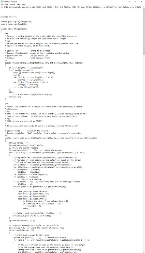 Solved In This Assignment You Will Use Mysql And Jdbc •