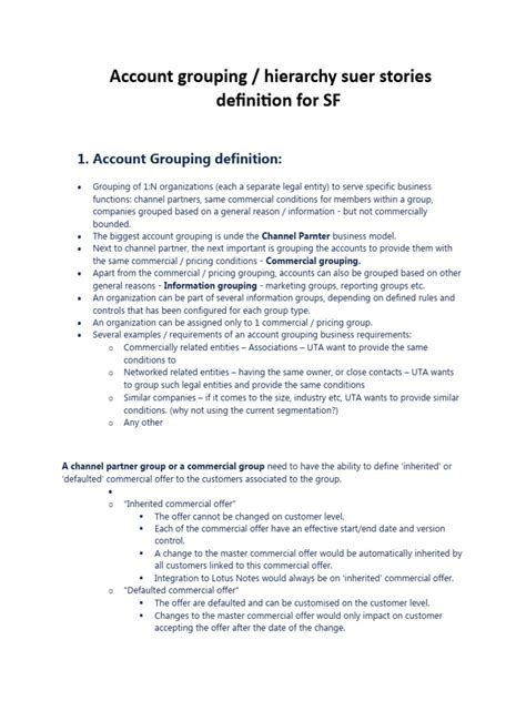 Account Grouping Hierarchy Summary Pdf