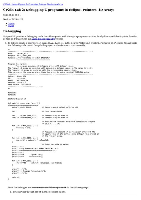 Cp264 Lab 002 Cp264 Home Physics And Computer Science Students Wlu