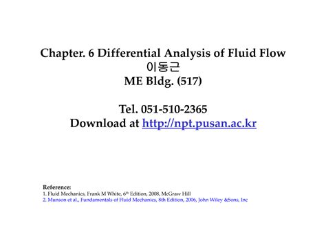 Chap Potential flow Chapter Differential Analysis of Fluid Flow 이동근 ME Bldg Tel