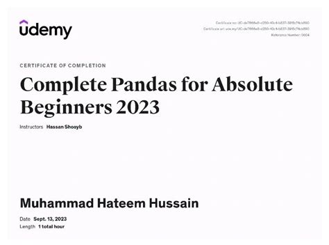 Muhammad Hateem Hussain On Linkedin Pandas Dataanalysis Datascience Certificate