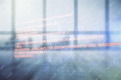 Premium Photo Double Exposure Of Abstract Programming Language Interface On Empty Modern