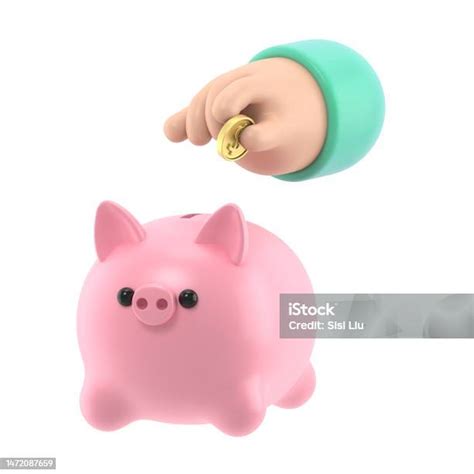 만화 제스처 아이콘 모형3d 돼지 저금통에서 돈을 절약하는 그림 흰색 배경에 3d 렌더링 3차원 형태에 대한 스톡 사진 및 기타 이미지 Istock