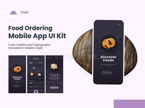 Food Ordering Mobile App Ui Kit With Multiple Screens For Restaurant Stock Illustration