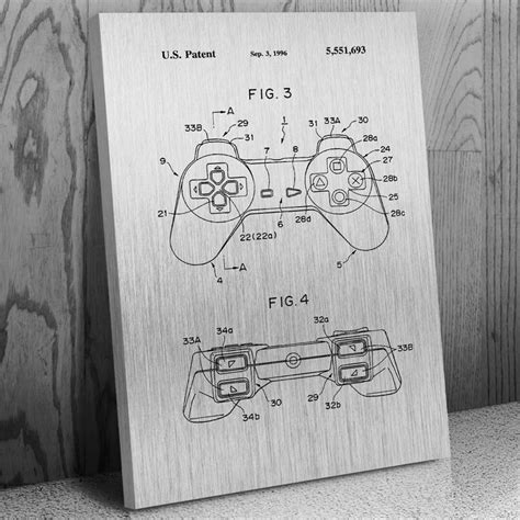 Ps1 Controller Canvas Print Ps1 Art Print Controller Blueprint Video