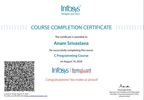Anam Srivastava On Linkedin Cprogramming Infosys Learningjourney