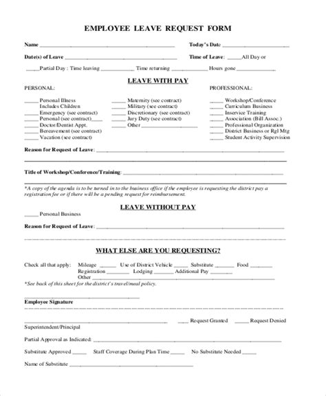 FREE Leave Request Form Samples PDF MS Word Google Docs Excel