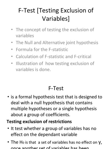 F Test Pdf F Test Statistics