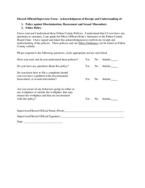 Fillable Online Elected Official Supervisor Form Acknowledgment Of Receipt And Fax Email