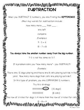 Addition And Subtraction Notes Key Words Examples By Babe Baers