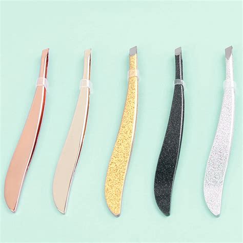 Badu Bg Професионални пинсети за вежди Златни щипки за мигли от неръждаема стомана Цветни