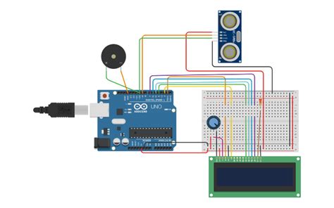 Circuit Design Pfe Ultrasonic Sensor With 162 Lcd Display Tinkercad