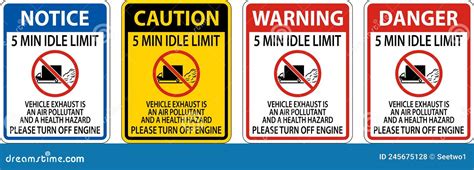 Warning Min Idle Limit Sign On White Background Stock Vector Illustration Of Caution