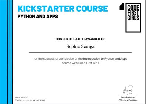Sophia Semga On Linkedin Python Certification Gratitude Webdevelopment
