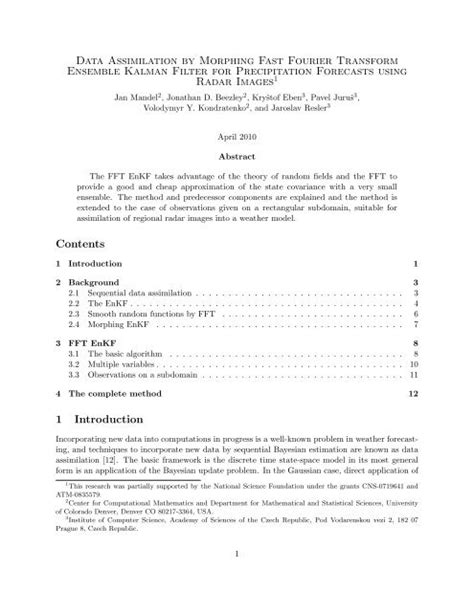 Data Assimilation By Morphing Fast Fourier Transform Citeseerx