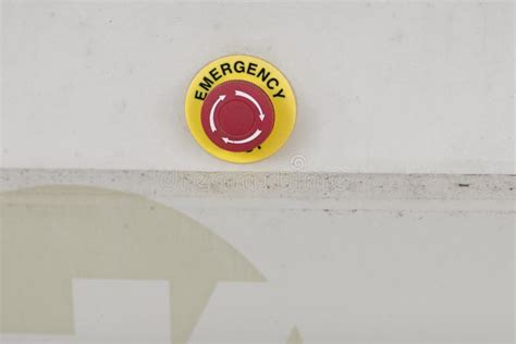 The Red Emergency Button Or Stop Button For Hand Press Stop Button For