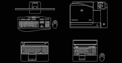 Bloques Autocad De Computadoras Laptops Teclados Y Mouse En Dwg