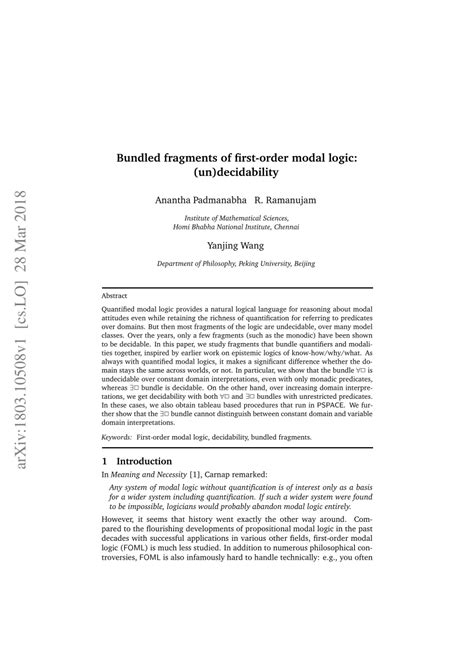 Pdf Bundled Fragments Of First Order Modal Logic Undecidability
