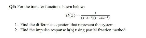 Solved Q For The Transfer Function Shown Below H Z Chegg