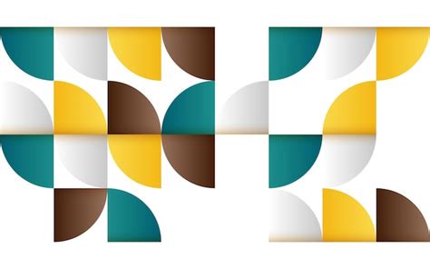 간단한 모양과 아름다운 색상 팔레트가 있는 Mid Century 기하학적 추상 패턴 간단한 기하학적 패턴 구성 벡터 일러스트 레이 션 무료 벡터