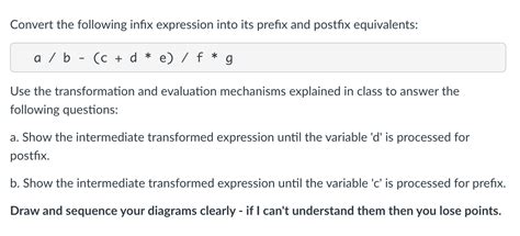 solved convert the following infix expression into its