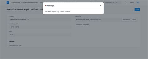 bank statement import unable to import throws an error · issue 31688 · frappe erpnext · github