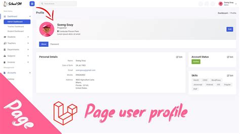 add page user profile school laravel 9 system management youtube