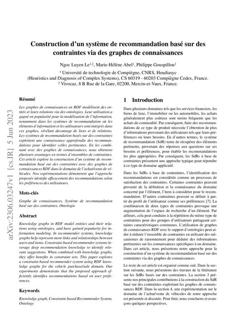 Construction Dun Système De Recommandation Basé Sur Des Contraintes