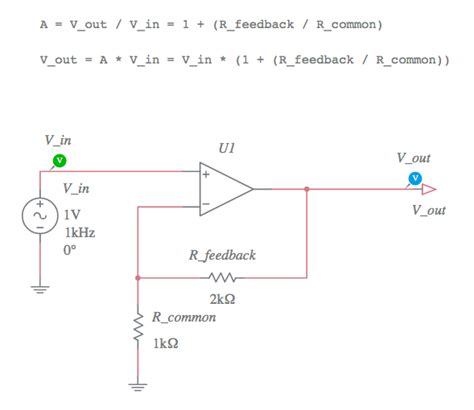Non Inverting Amplifier Multisim Live