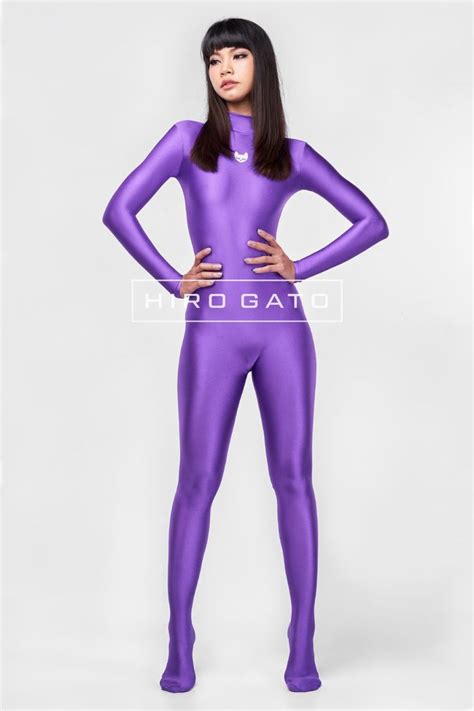 Spandex Catsuit Purple Shiny Lycra Zentai Bodysuit Hiro Gato In 2023