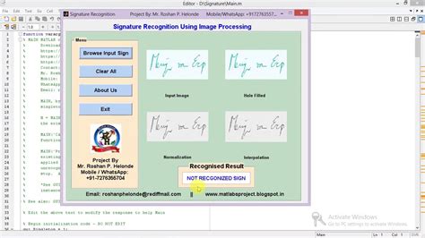 Matlab Code For Signature Recognition Using Image Processing Youtube