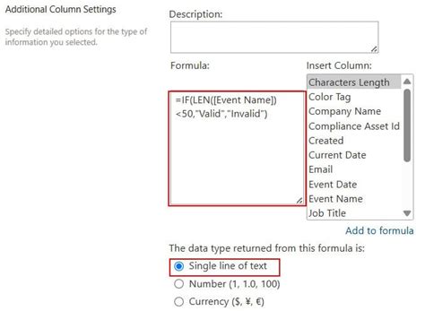 Len Function In Sharepoint Calculated Column