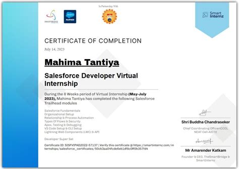 Mahima Tantiya On Linkedin Smartinternz Salesforce Skilledonsalesforce Thesmartbridge Aicte…