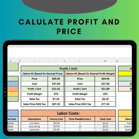 Pricing Calculator Spreadsheet Excel Product Pricing Guide Product