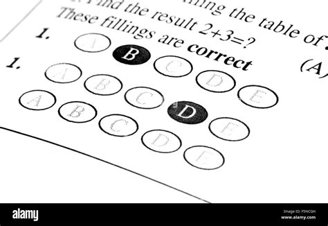 Mathematics Multiple Choice Exam Answer Sheet With Correct Answers
