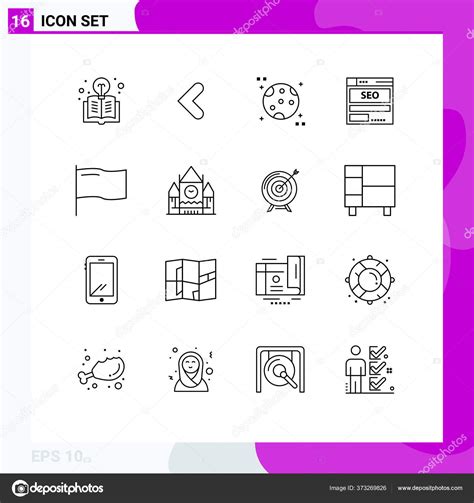 Universal Outline Signs Symbols Country Seo Astronomy Hosting Server Editable Stock Vector By