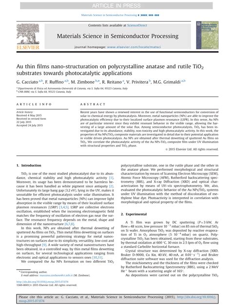 Pdf Au Thin Films Nano Structuration On Polycrystalline Anatase And Rutile Tio2 Substrates