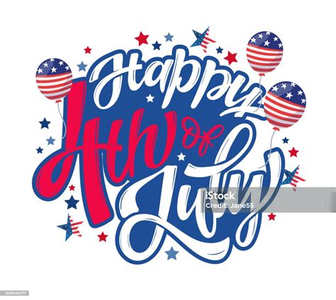 텍스트 4 7 월 엽서 카드 배너에 대한 독립 기념일 벡터 문자 타이포그래피 축하 서예 미군 군 티포그래피 개념 내셔널 포스터 디자인 애국심에 대한 스톡 벡터 아트 및 기타